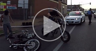 HARLEY CRASHES INTO STREETLIGHT ON SIDEWALK – BIKESvsCOPS MERCHANDISE